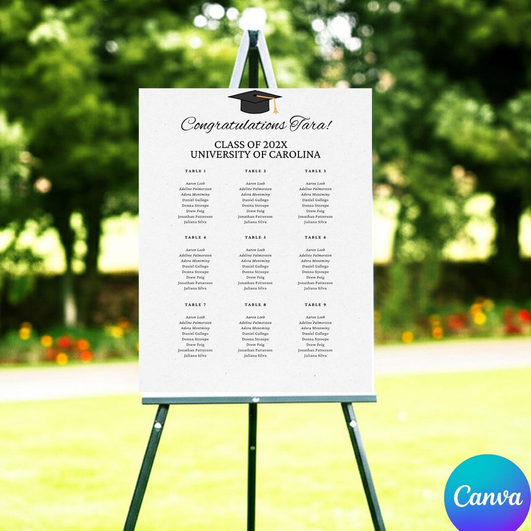 Graduation Seating Chart Template, Printable Congratulations Graduate ...