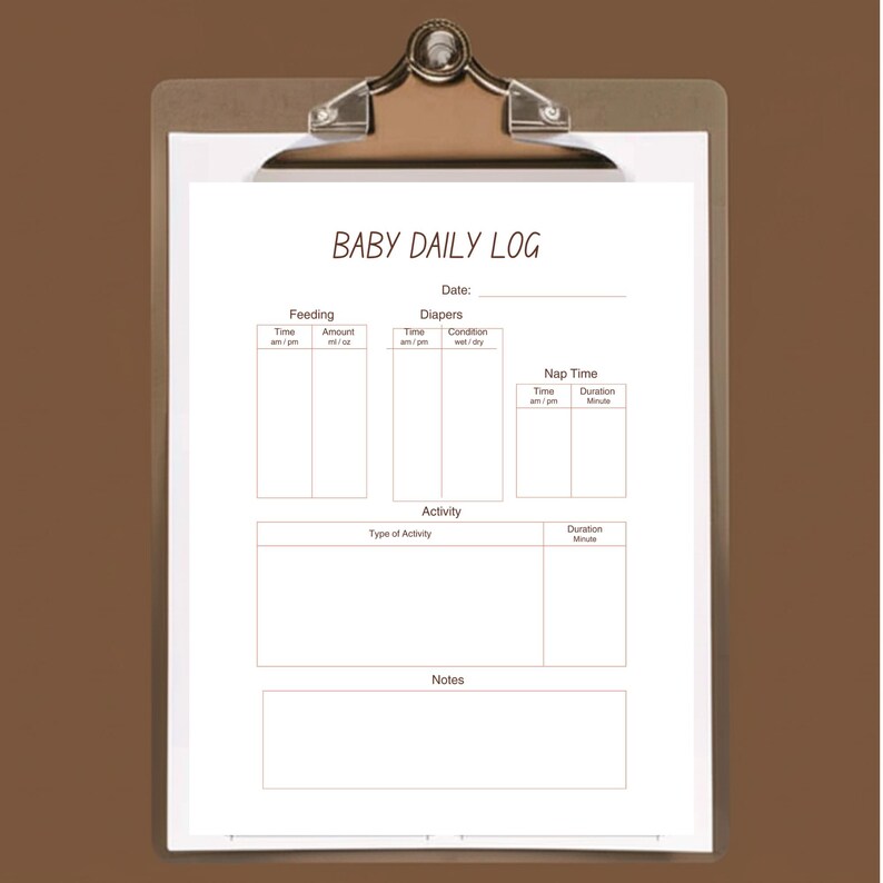Baby Daily Log Tracker, Newborn Diary Chart, Feedings Diaper Changes ...