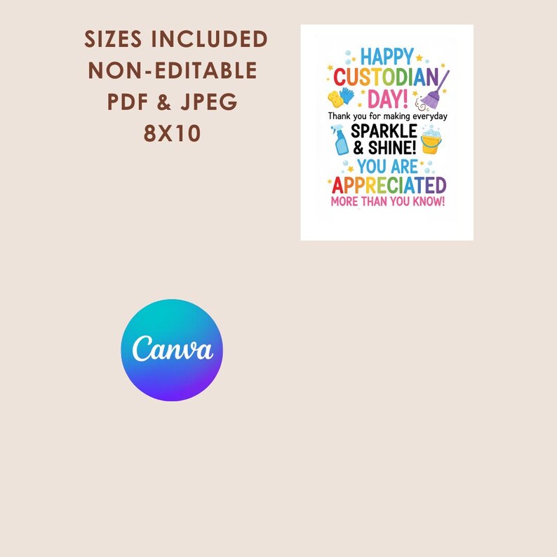 Editable Custodian Day Sign Printable / Custodian Day Appreciation Sign ...