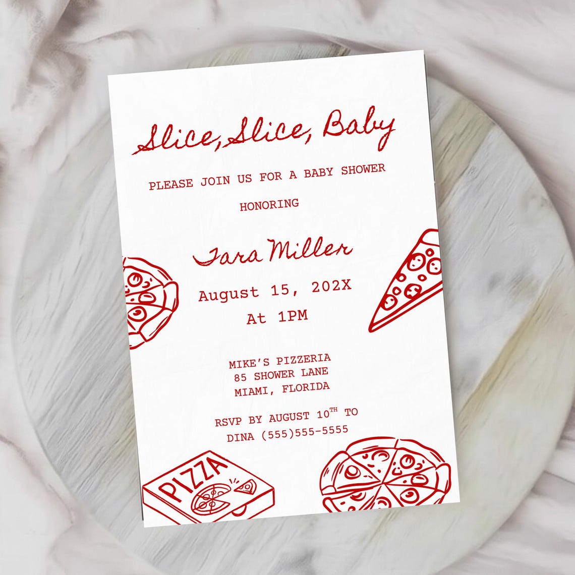 Pizza Baby Shower Invitation Template, Slice Slice Baby Shower,digital ...