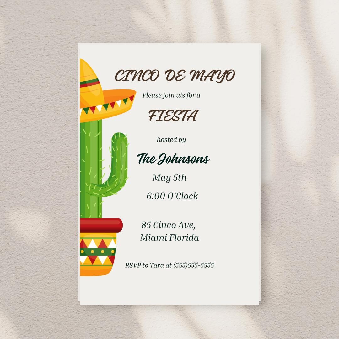 Cinco De Mayo Invitation Template, Mexican Fiesta Invitation Template ...