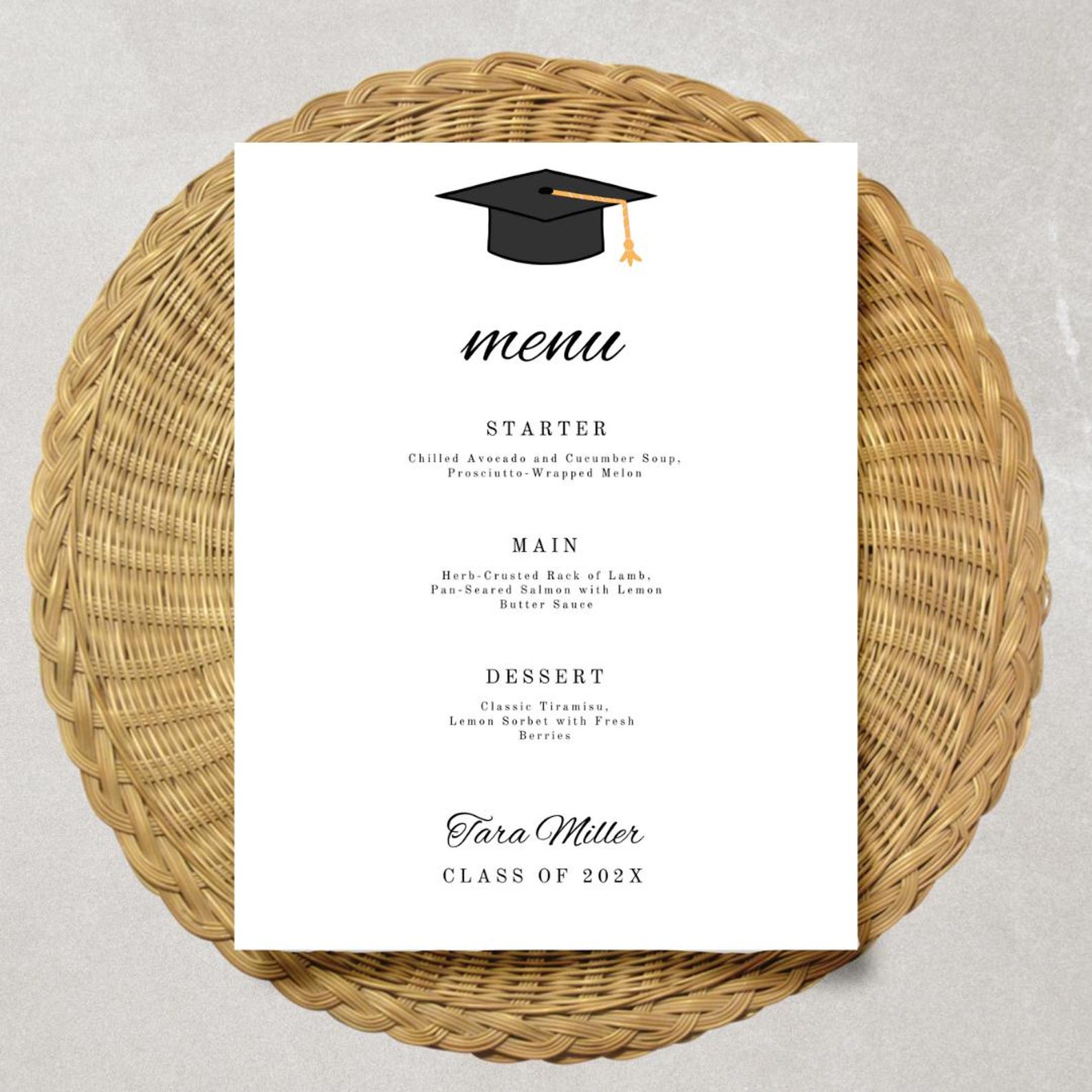 Modern Graduation Menu Template, Minimalist Menu Graduation Sign ...