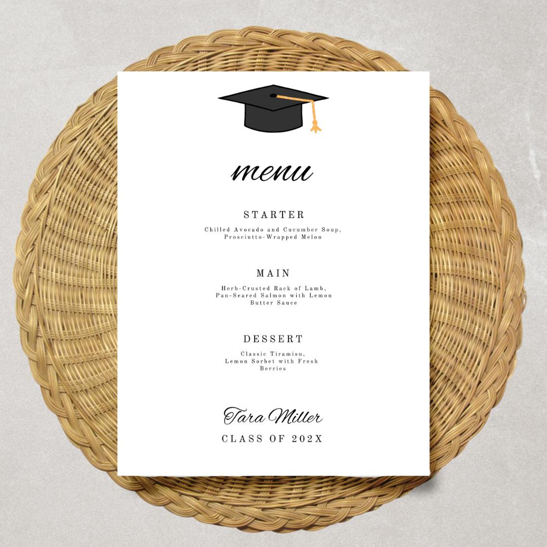 Modern Graduation Menu Template, Minimalist Menu Graduation Sign ...