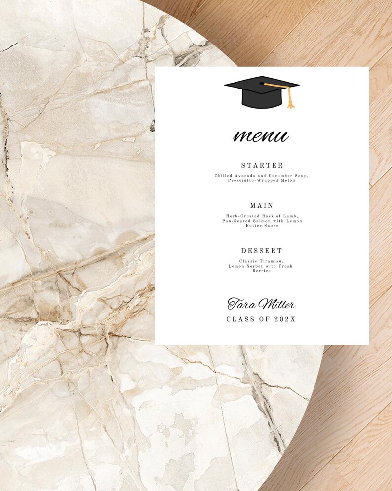 Modern Graduation Menu Template, Minimalist Menu Graduation Sign ...