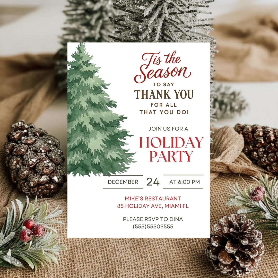 Company Holiday Party Invitation, Printable Corporate Holiday Party ...