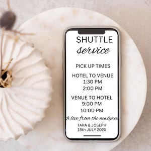 Wedding Shuttle Sign Template, Elegant Wedding Transportation Printable ...