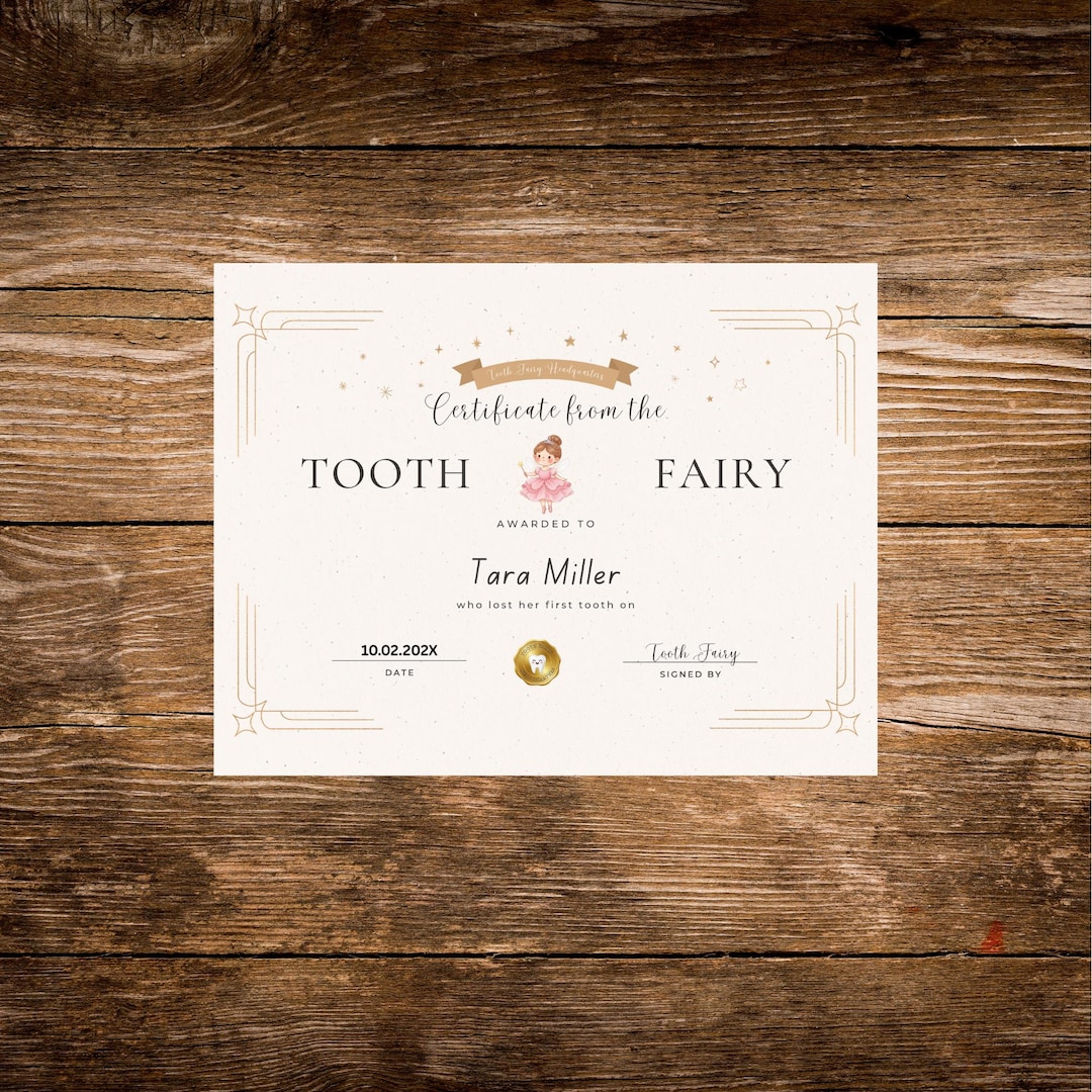 Tooth Fairy Certificate | First Tooth Lost | Kids Tooth Fairy | Lost ...