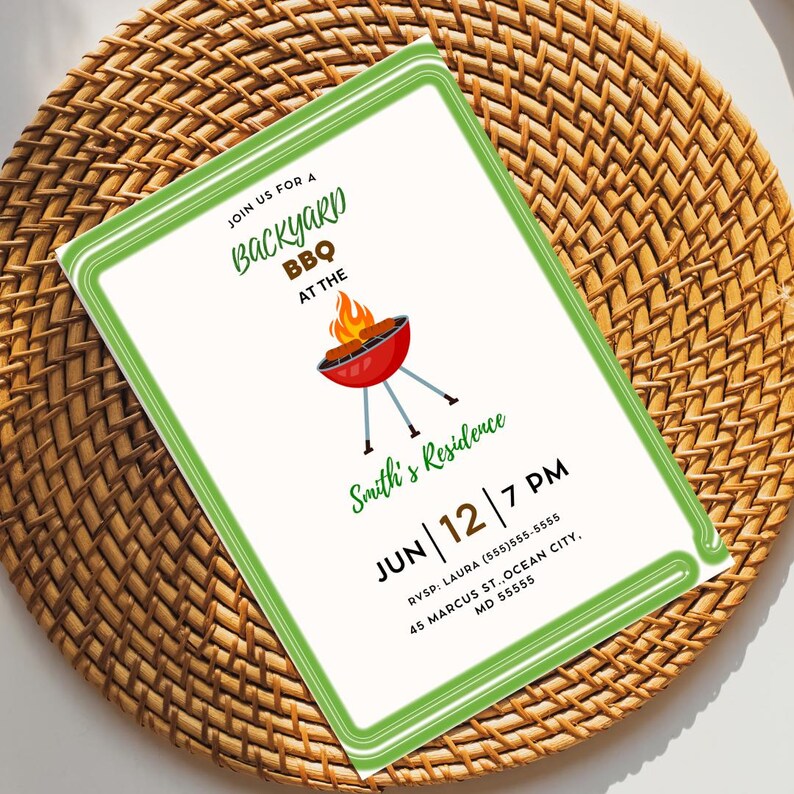 Editable BBQ Invitation, Barbeque Party Invite, Backyard Party Invite ...