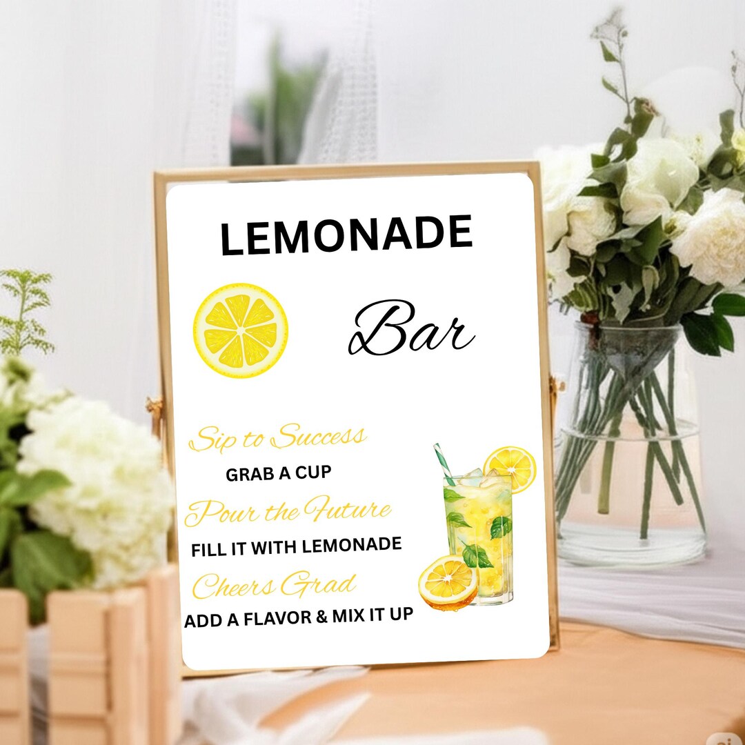 Lemonade Bar Sign, Lemonade Bar Mocktail Print, Signature Drink Menu ...