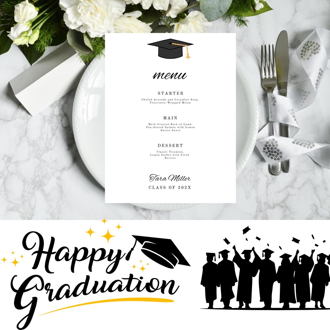 Modern Graduation Menu Template, Minimalist Menu Graduation Sign ...
