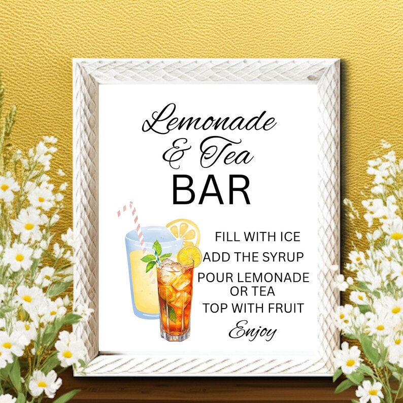 Iced Tea & Lemonade Bar Sign, Lemonade Bar Mocktail Print, Signature ...
