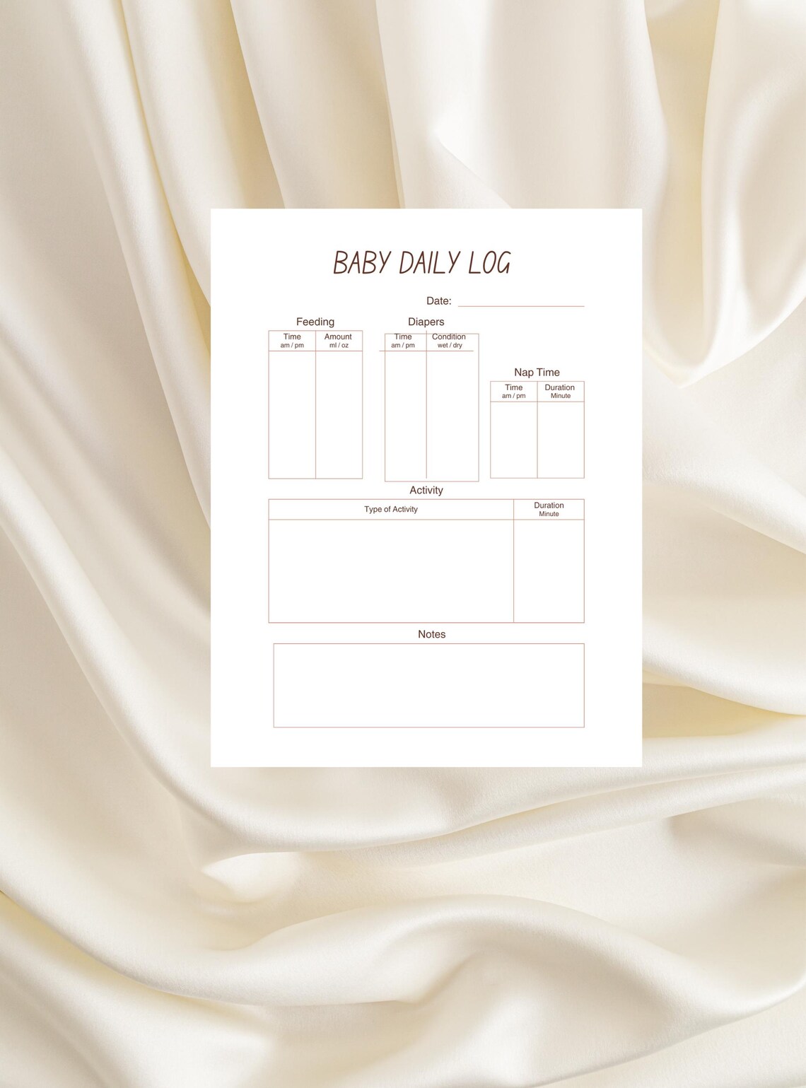 Baby Daily Log Tracker, Newborn Diary Chart, Feedings Diaper Changes ...