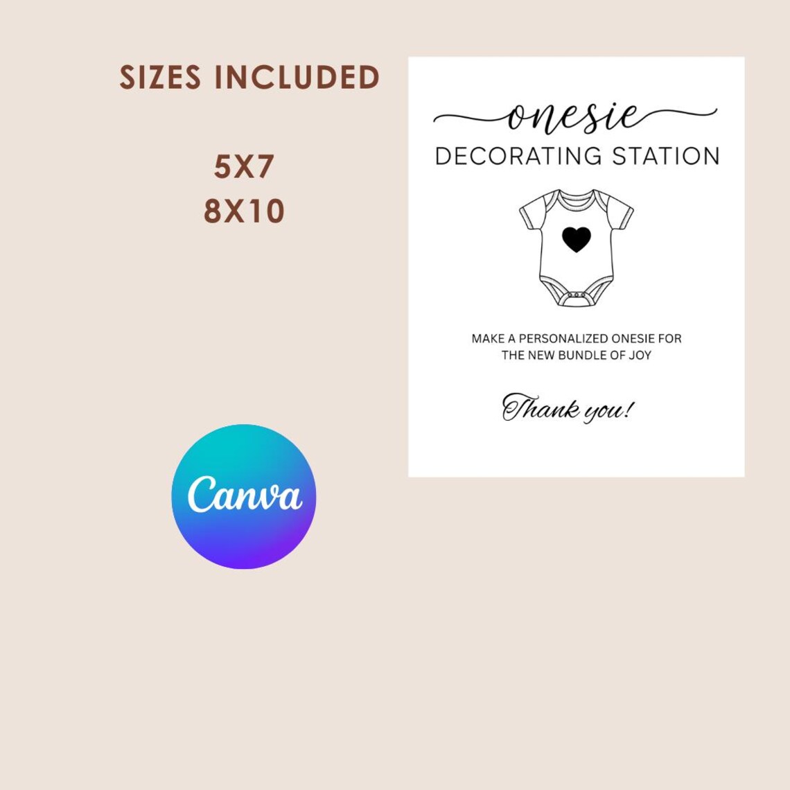 Onesie Decorating Station, Minimalist Baby Shower Activity, Decorate a ...