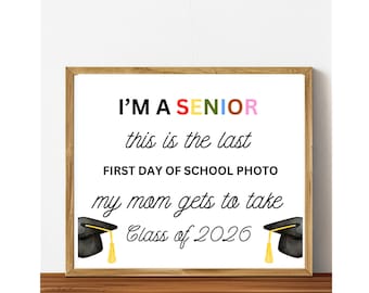 First Day of Senior Year Printable Sign First Day of School Sign Twin ...