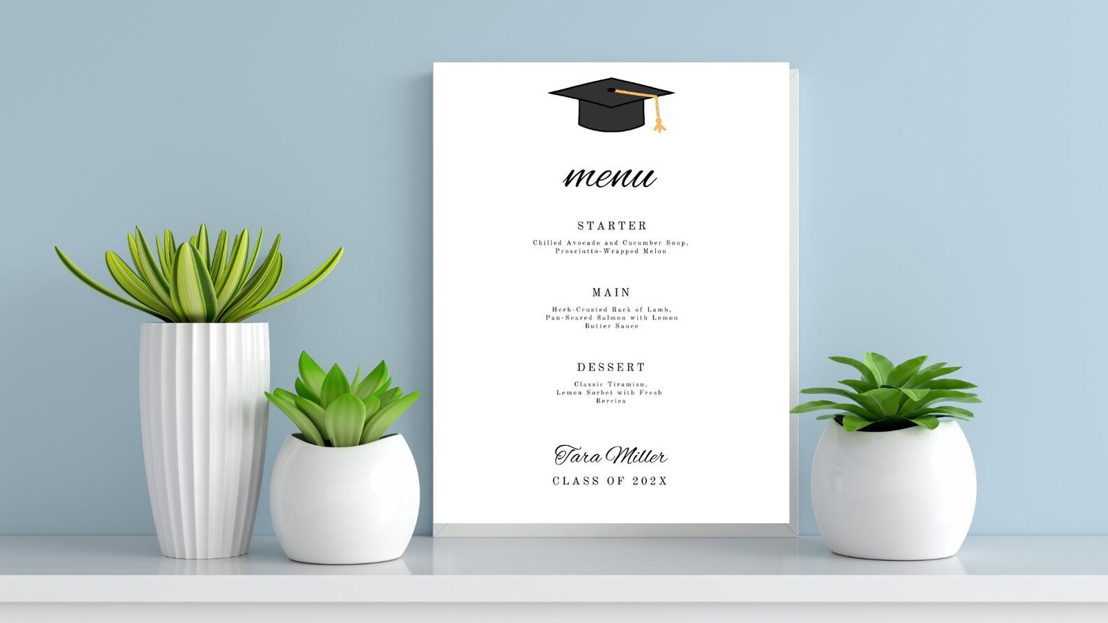 Modern Graduation Menu Template, Minimalist Menu Graduation Sign ...