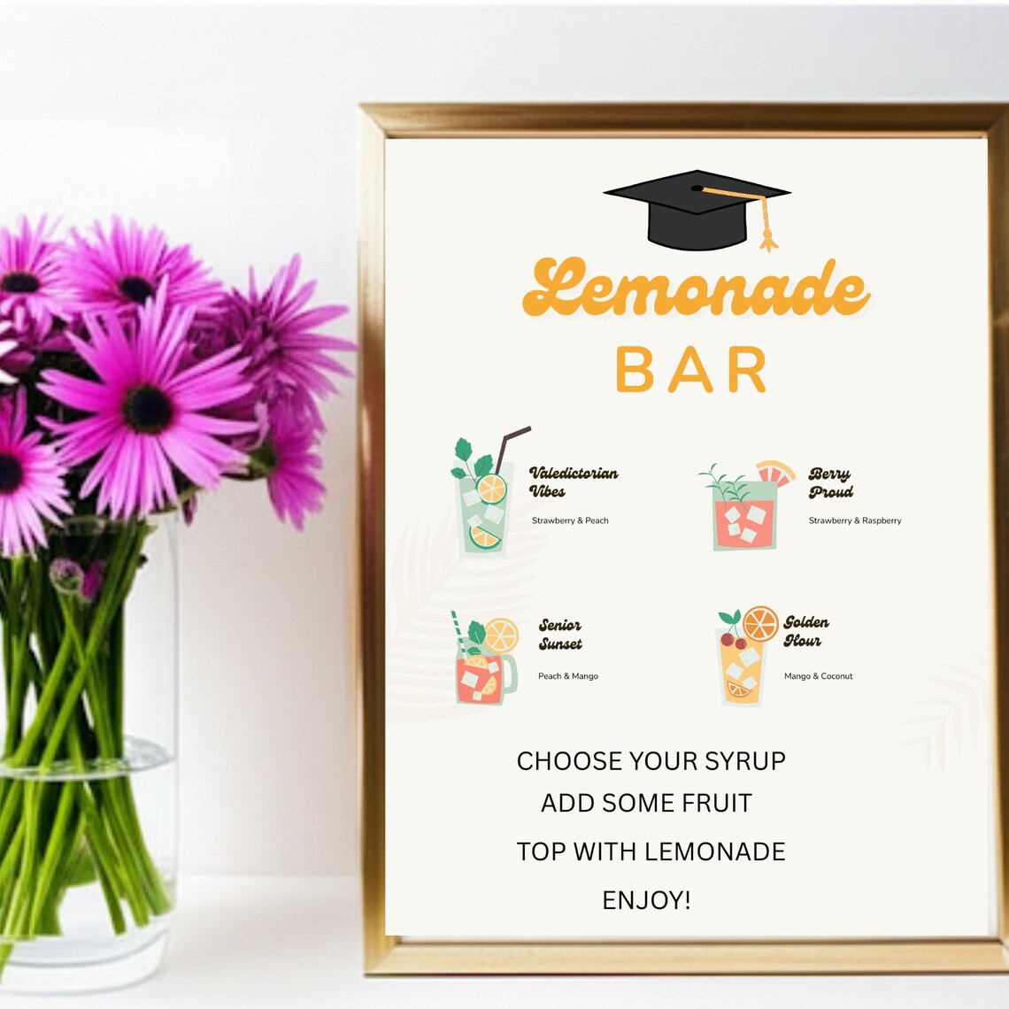 Graduation Party Lemonade Bar Menu PNG, Drink Sign Grad Drink Station ...