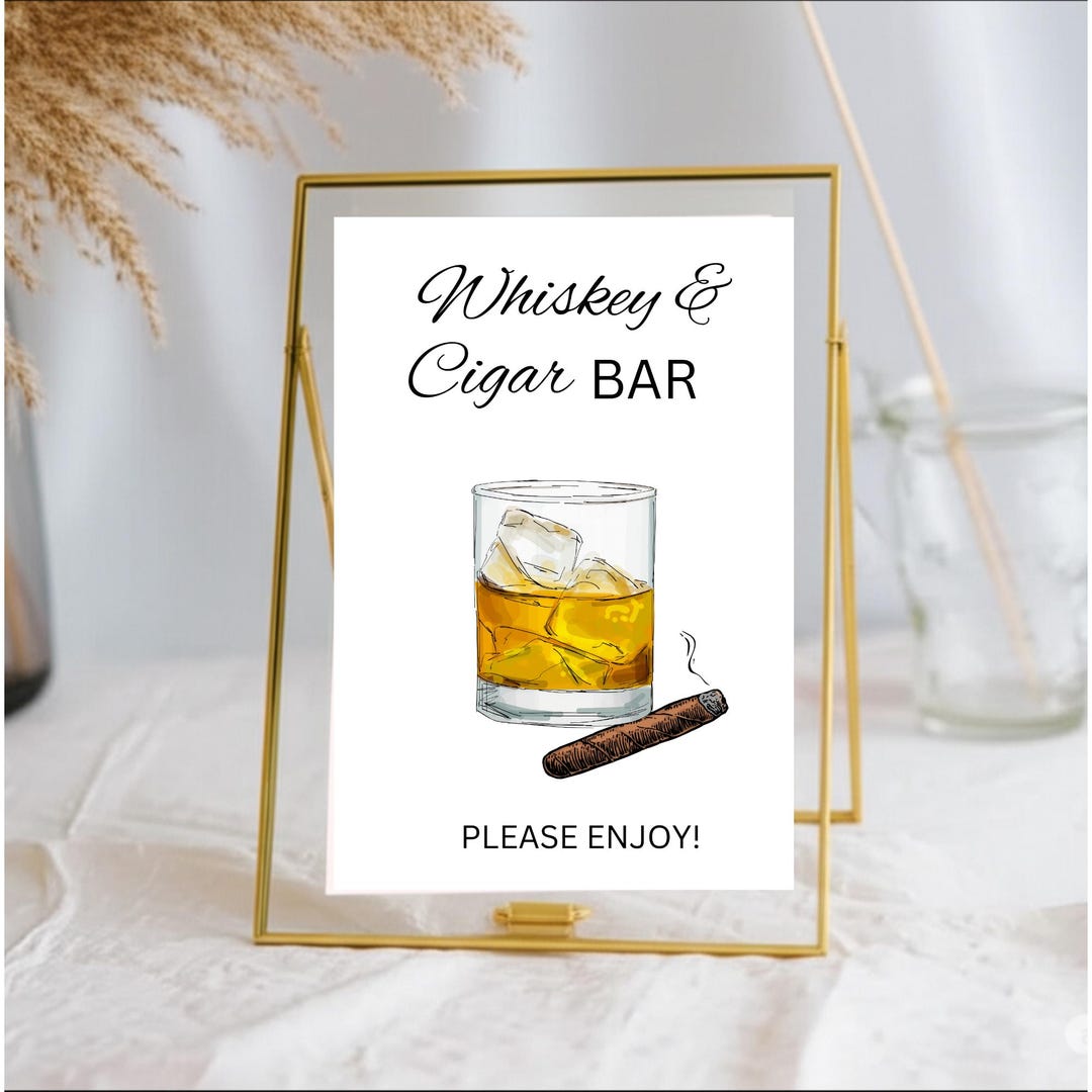 Cigar Bar Sign Template, Wedding Cigar Sign, Modern Minimalist Cigar ...