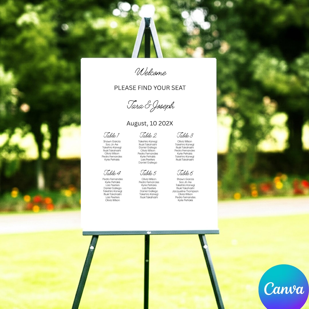 Small Wedding Seating Chart Sign. Please Find Your Seat Signage ...