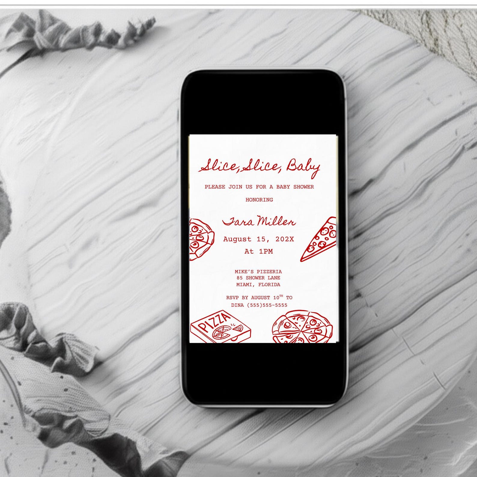 Pizza Baby Shower Invitation Template, Slice Slice Baby Shower,digital ...