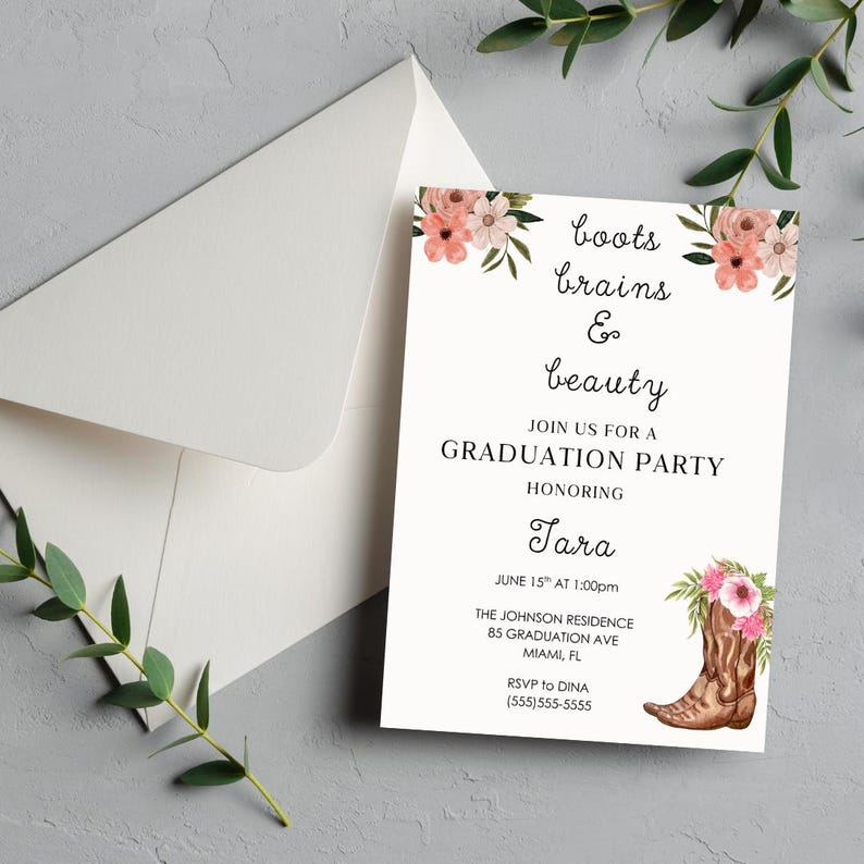 Girl Western Invitation for Graduation, Country Graduation Party ...