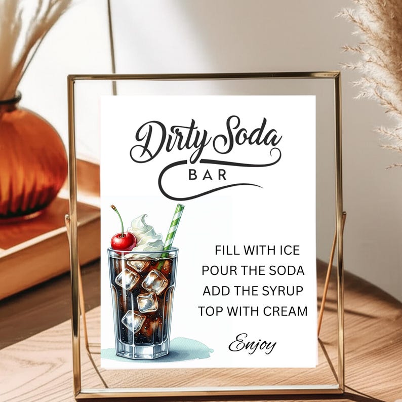 Dirty Soda Bar Sign, Soda Bar Mocktail Print, Signature Drink Bar Menu ...