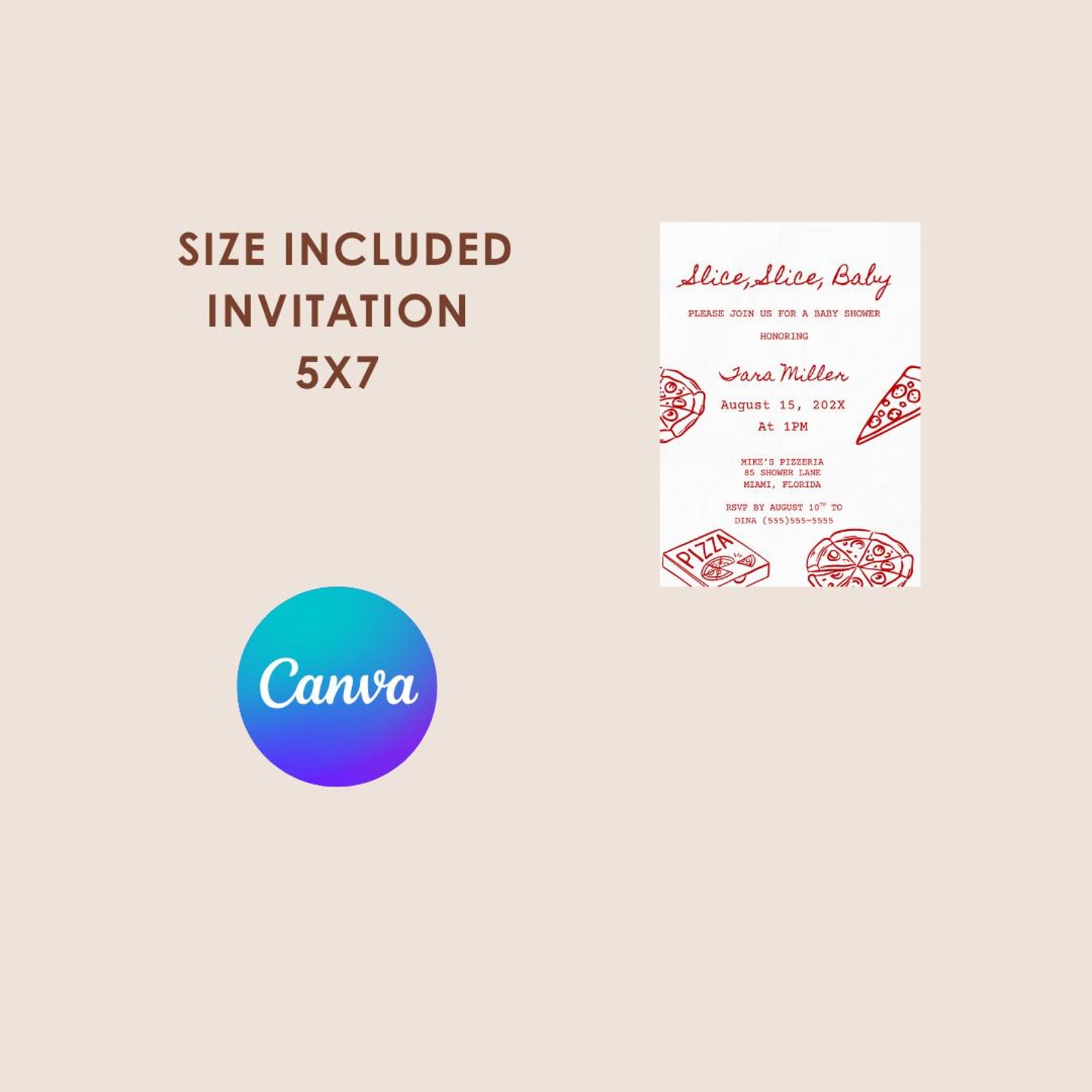 Pizza Baby Shower Invitation Template, Slice Slice Baby Shower,digital ...