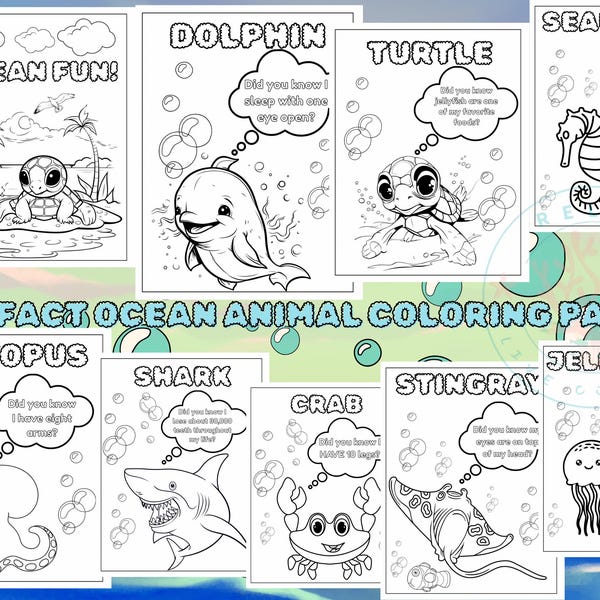 Ocean Coloring Pages - Etsy