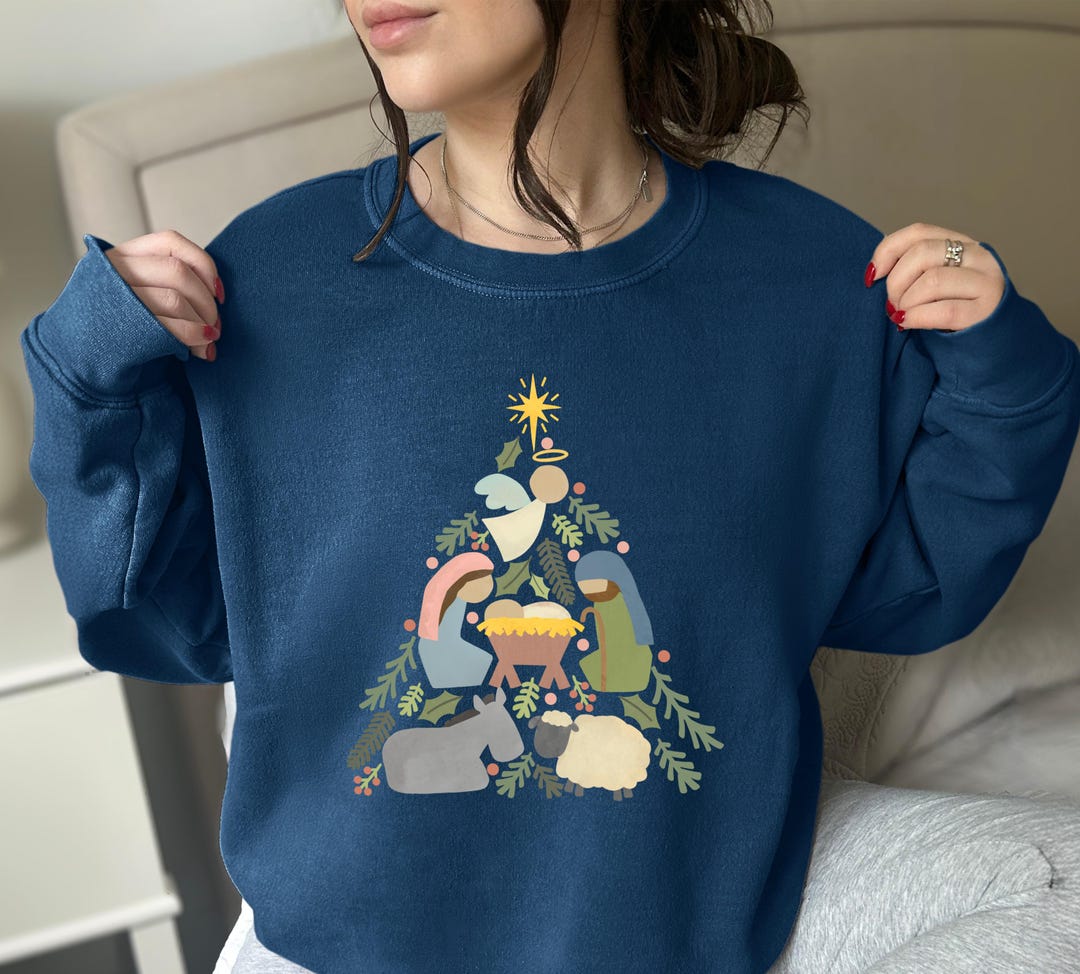 Christmas Tree-shaped Nativity, Angel, Mary, Joseph, Baby Jesus, Manger ...