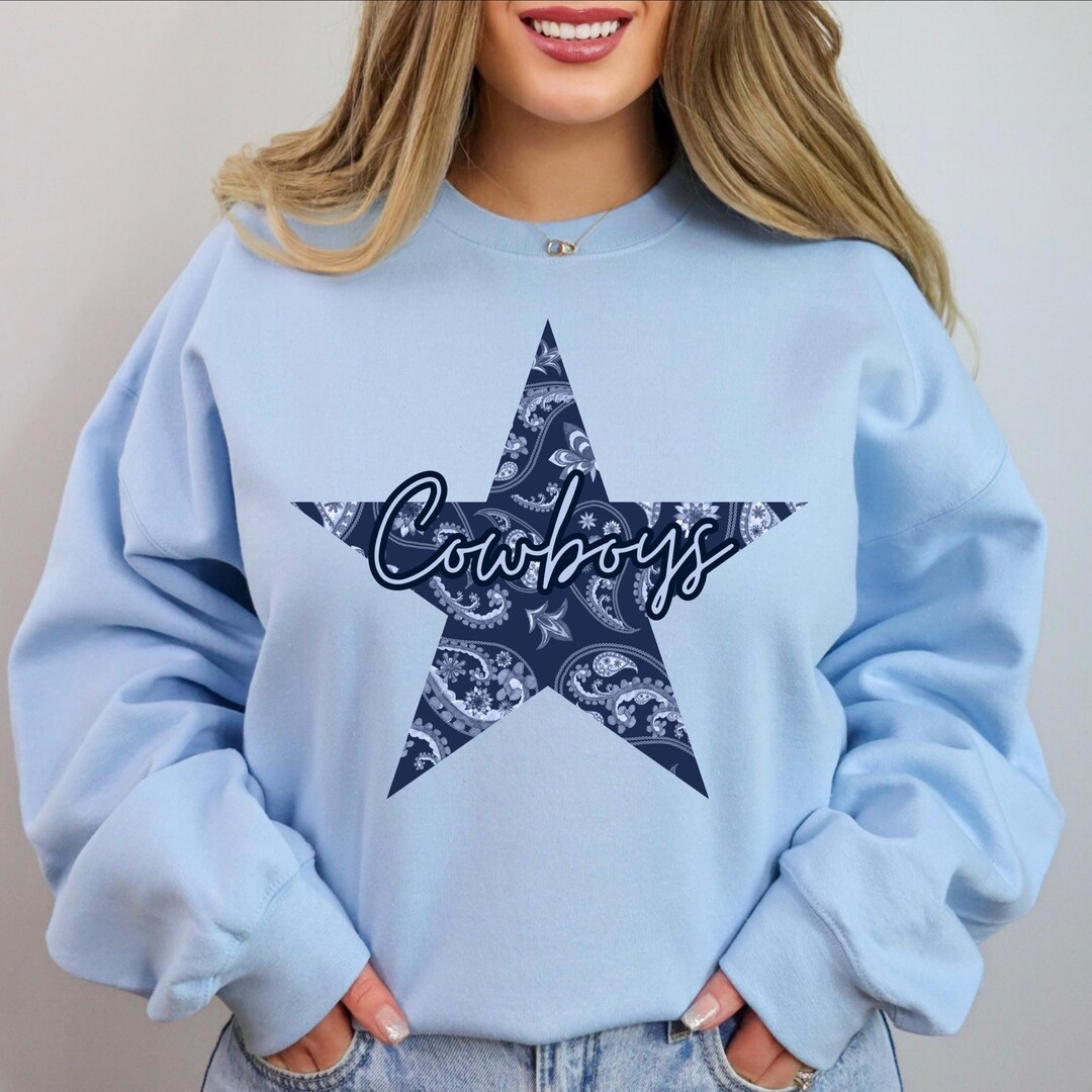 Navy and Light Blue Paisley Star Graphic - Gildan Preshrunk Unisex ...