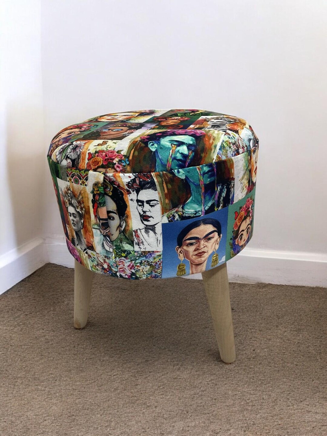 Artistic Pouf, Round Pouf Stool, Modern Home Chair, Make up Table Pouf ...
