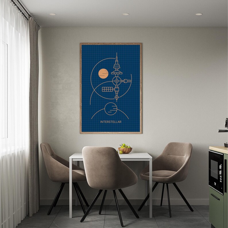 Interstellar Space Station Poster Minimal Sci-fi Blueprint Art Print - Etsy