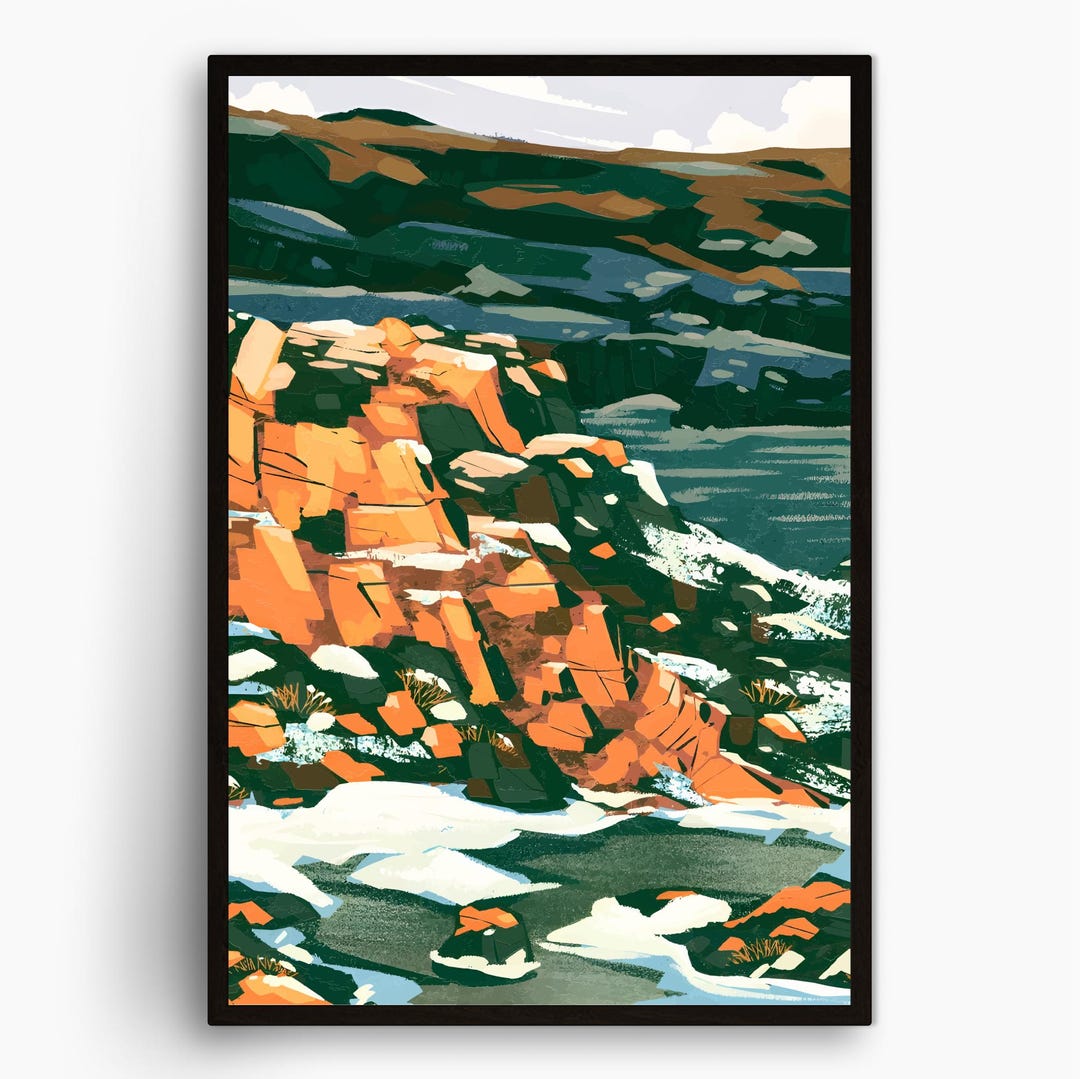 Tarahi Christmas Coastal Cliff Art Print – Rustic Winter Landscape ...