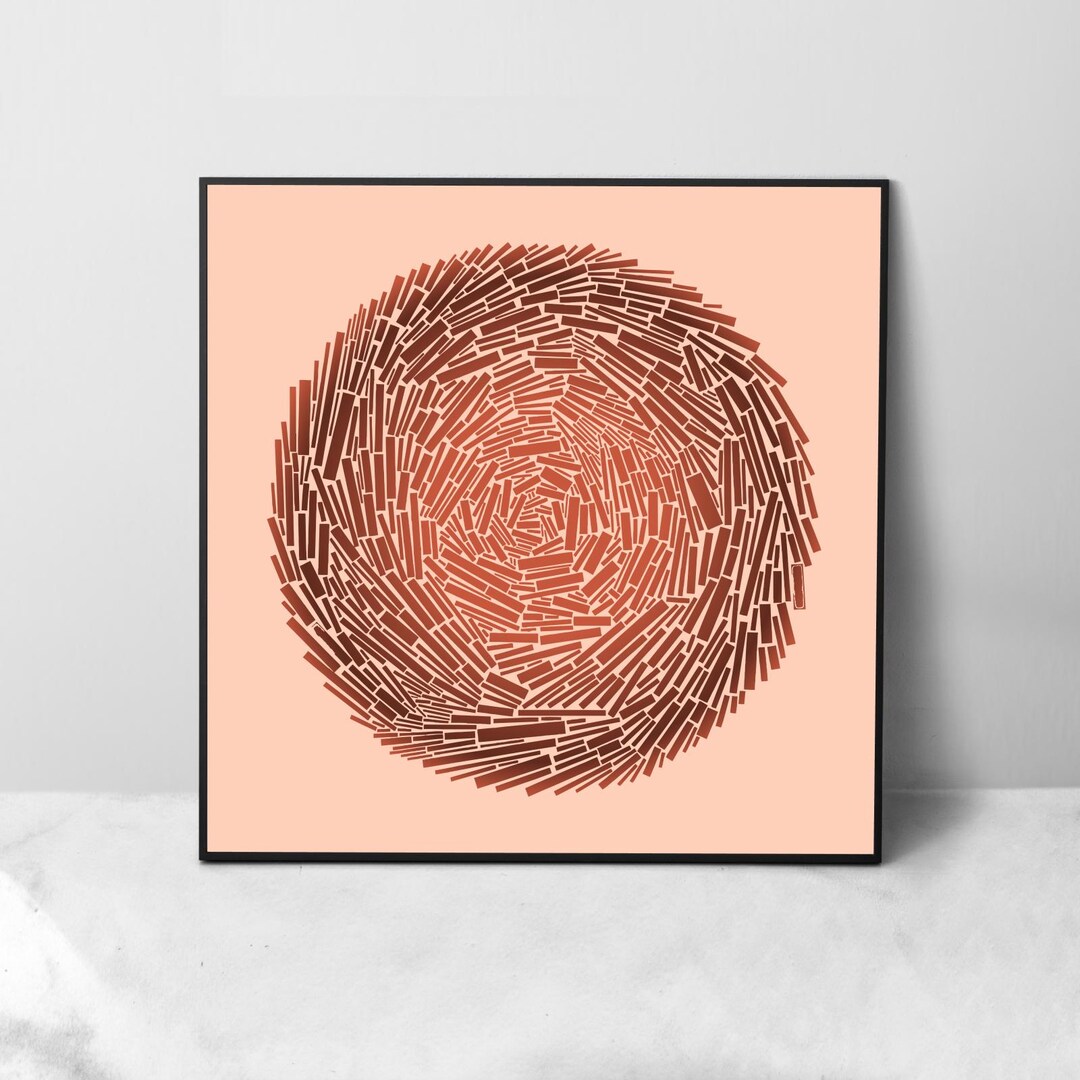 Circular Chock Pattern Art Geometric Spiral Print Modern Round Design ...