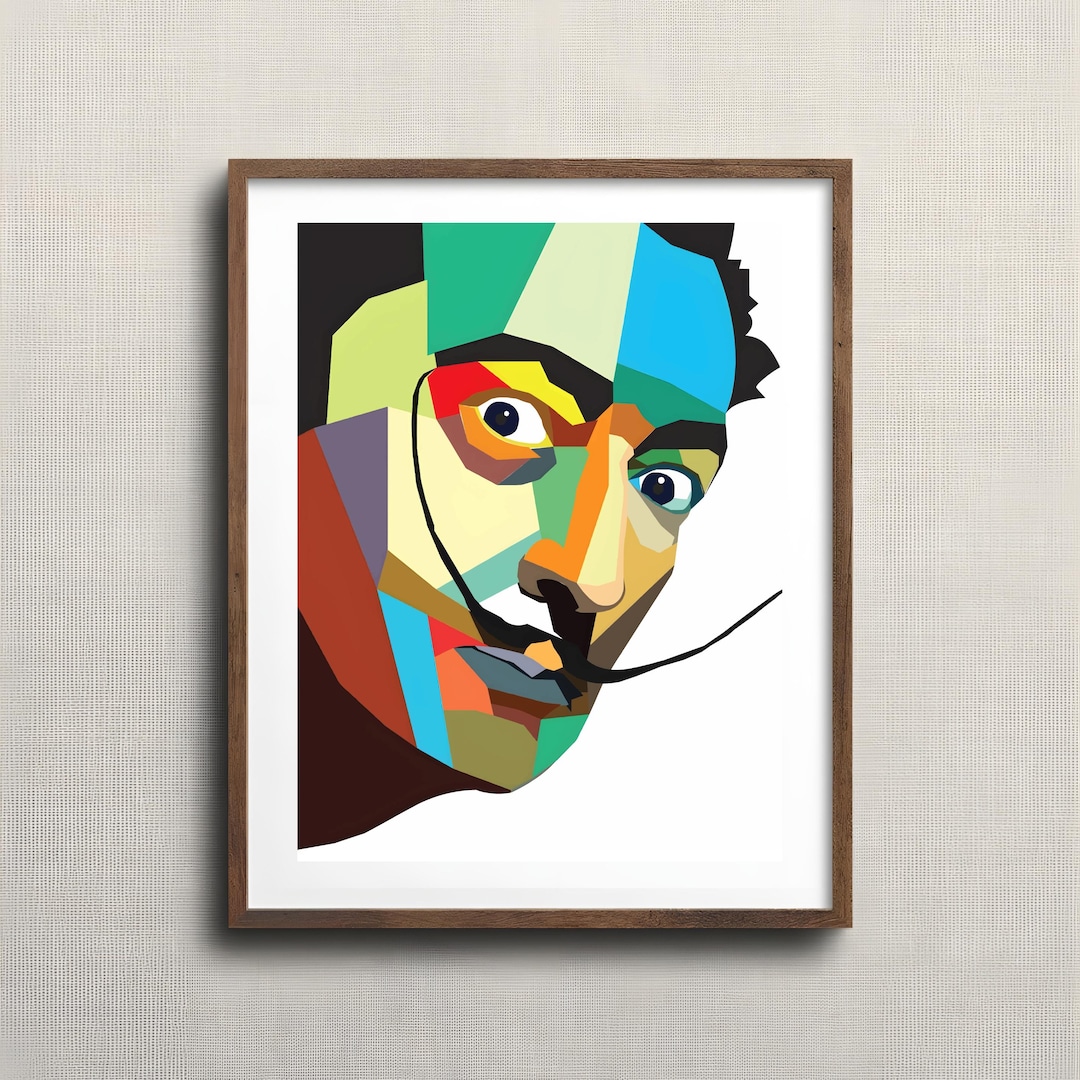 Colorful Man With Moustache Portrait Print Abstract Digital Art ...
