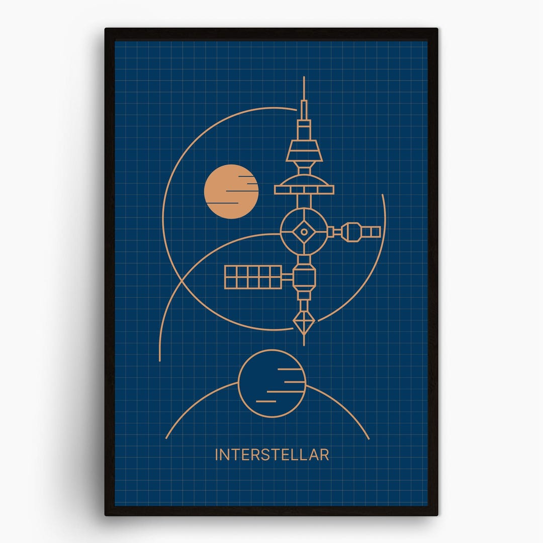 Interstellar Space Station Poster Minimal Sci-fi Blueprint Art Print - Etsy