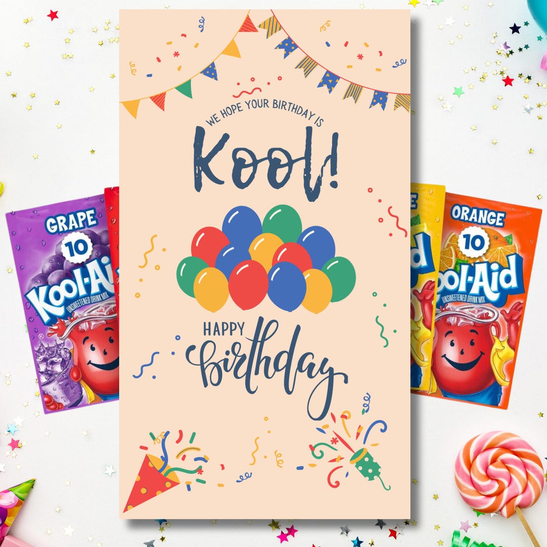 Classroom Kool-aid Birthday Card Children's Kool-aid Themed Birthday ...