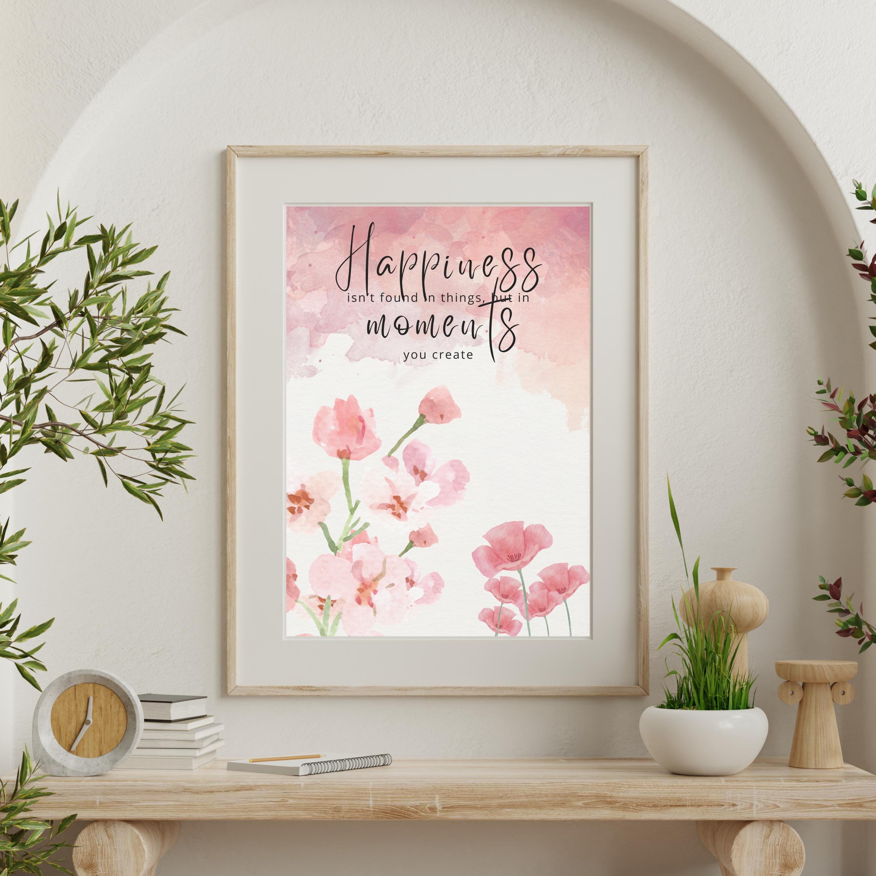 Pink Wall Art Watercolor Flowers Digital Download Find the Good Moments ...