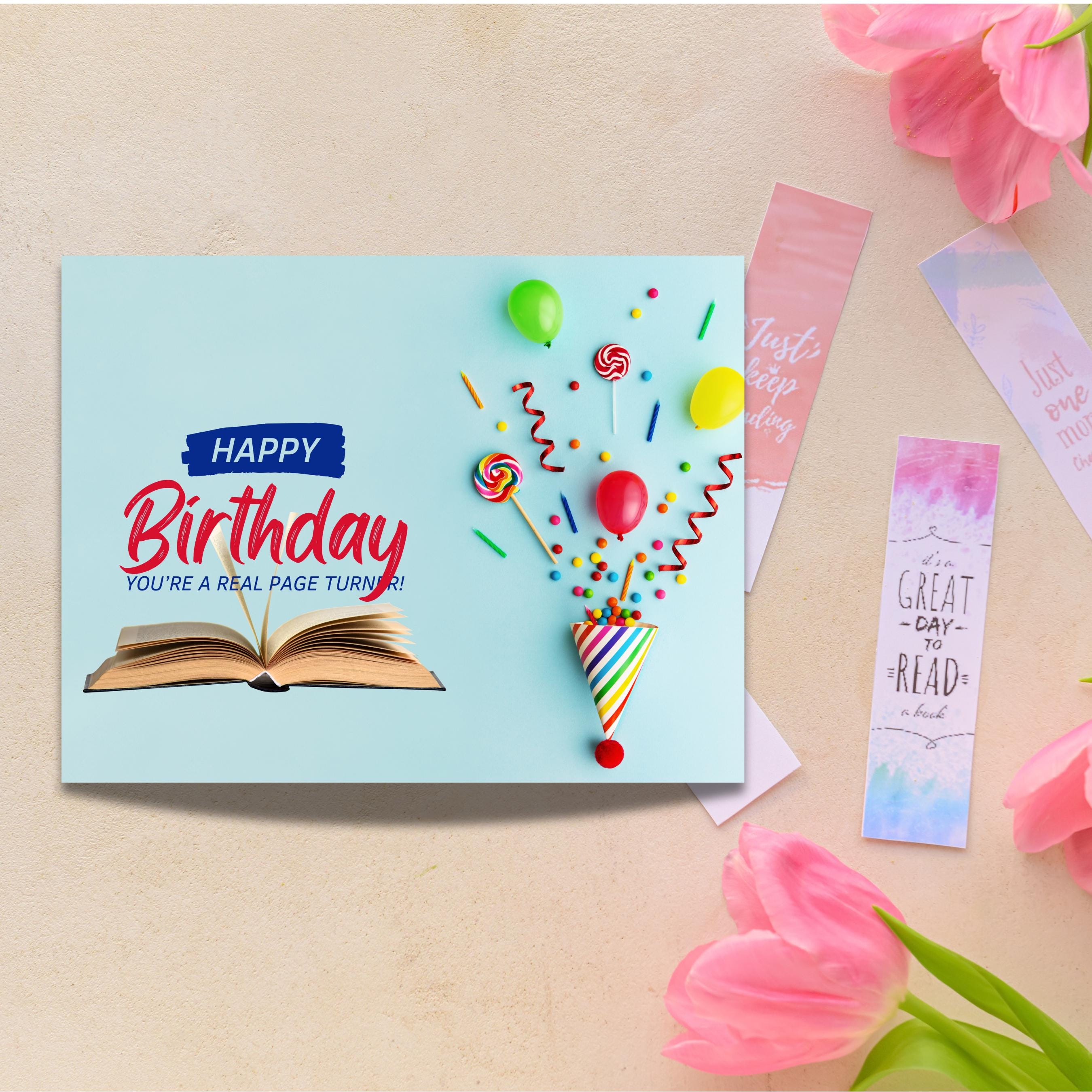 Classroom Bookmark Birthday Card Children's Literacy Themed Birthday ...