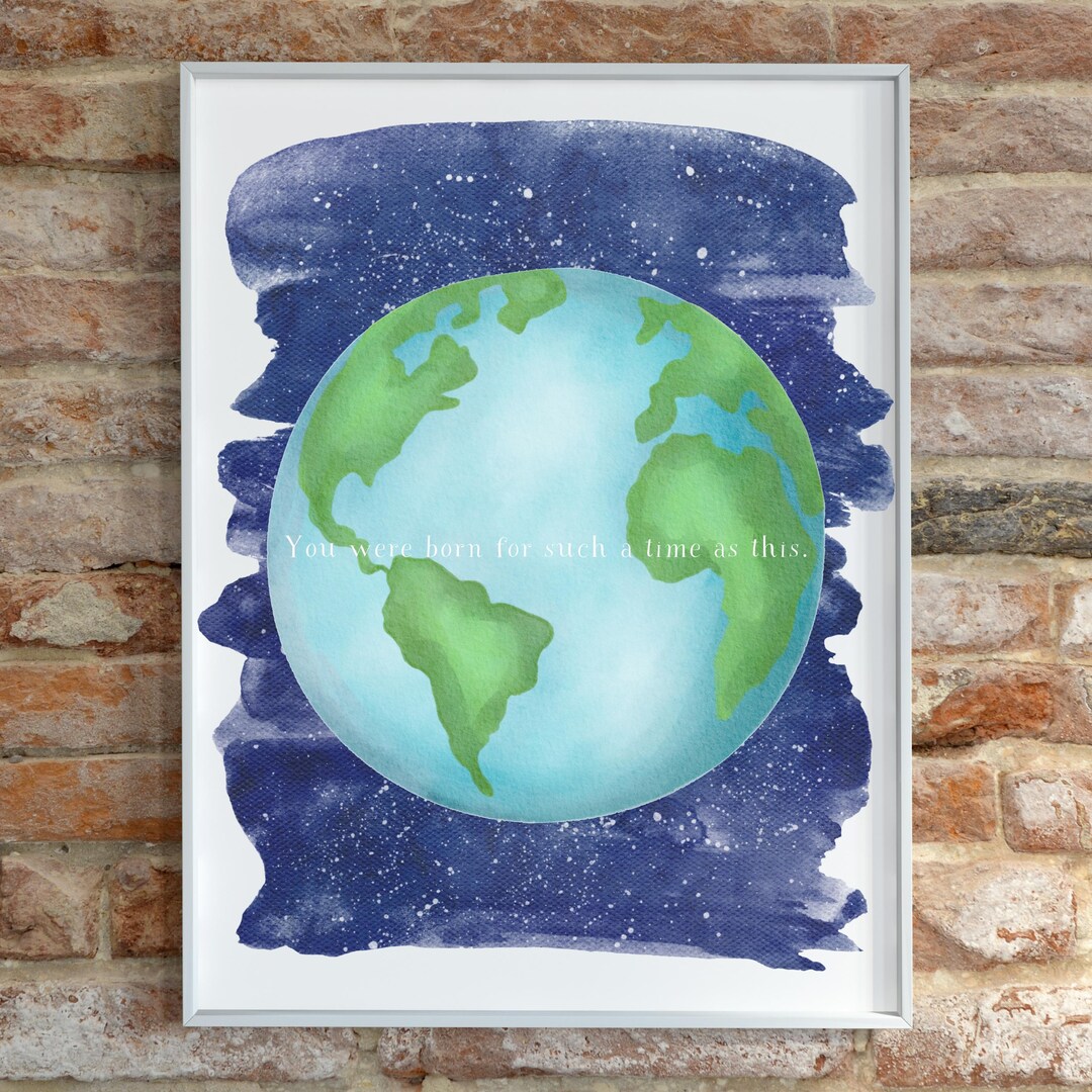 Blue Wall Art Watercolor Earth World Digital Download LDS Divine ...