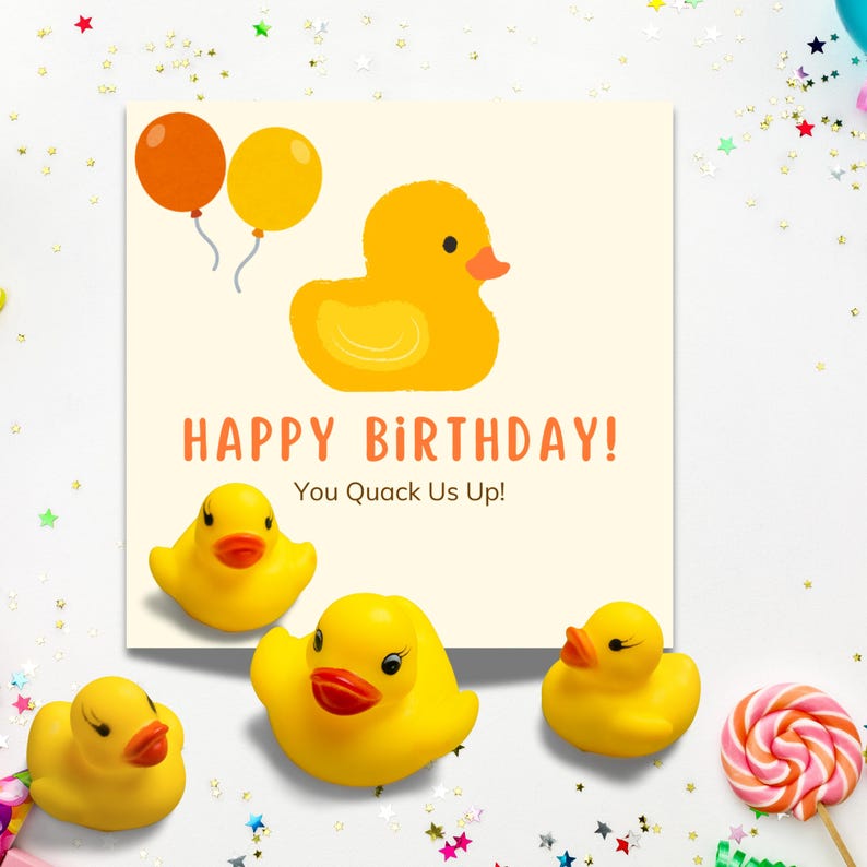 Classroom Duck Birthday Card Children's Farm Duck Themed Birthday ...