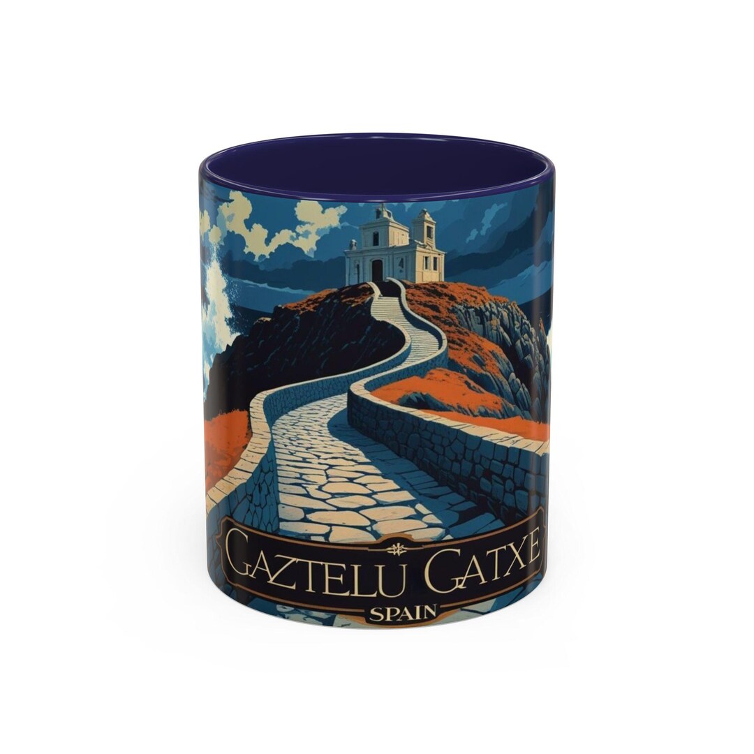Gaztelugatxe Mug | Watercolor Vintage Coast, Basque Nature Souvenir ...
