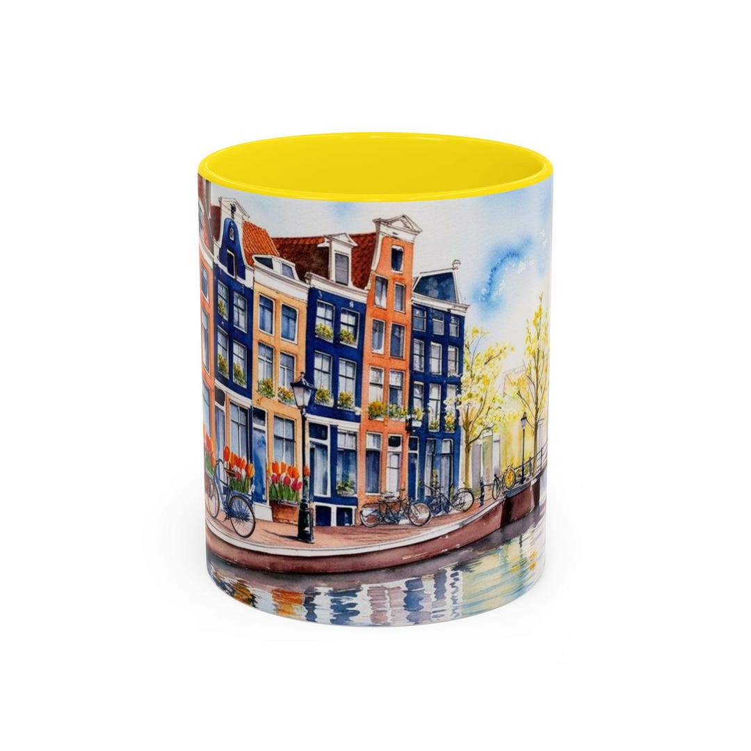 Amsterdam Mug With Canals and Bicycles - Charming Design for Travel ...