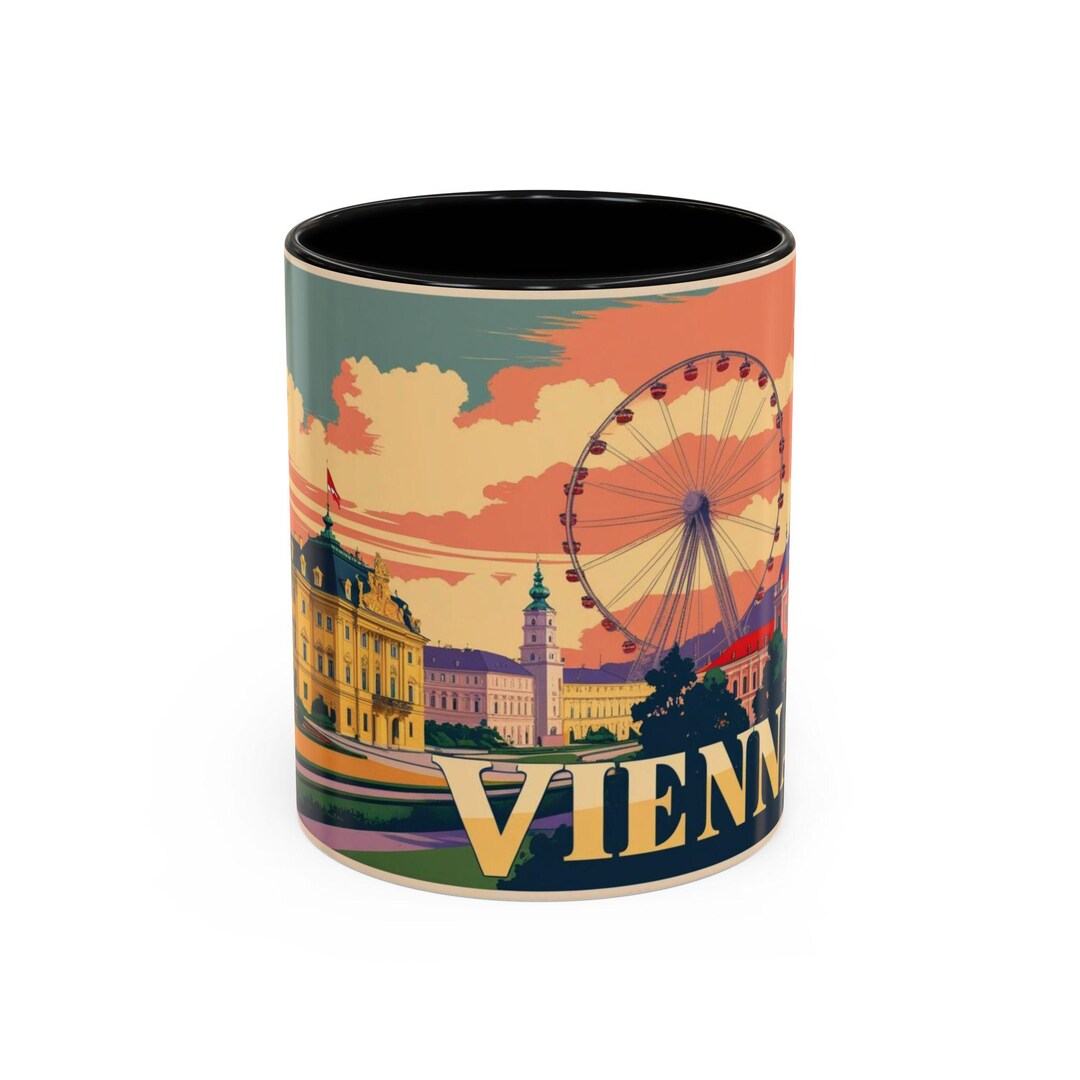 Vienna Vintage Mug | Retro Art With Ferris Wheel & Palaces | Elegant ...