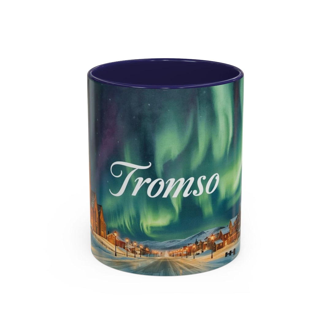Tromso Watercolor Mug, Northern Lights Norway Souvenir, Arctic Travel ...