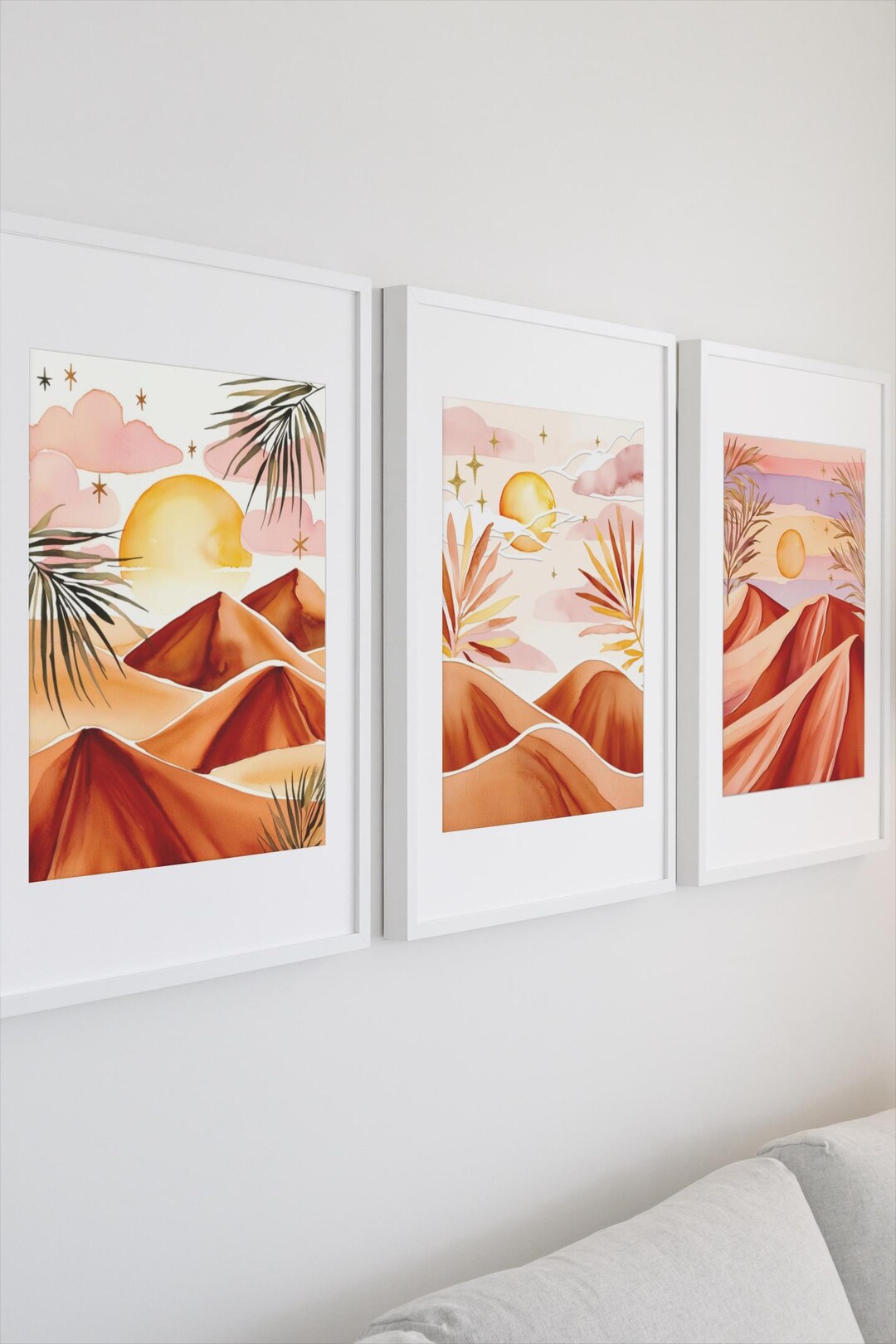Boho Desert Sun Watercolor Printable | Warm Minimalist Digital Poster ...