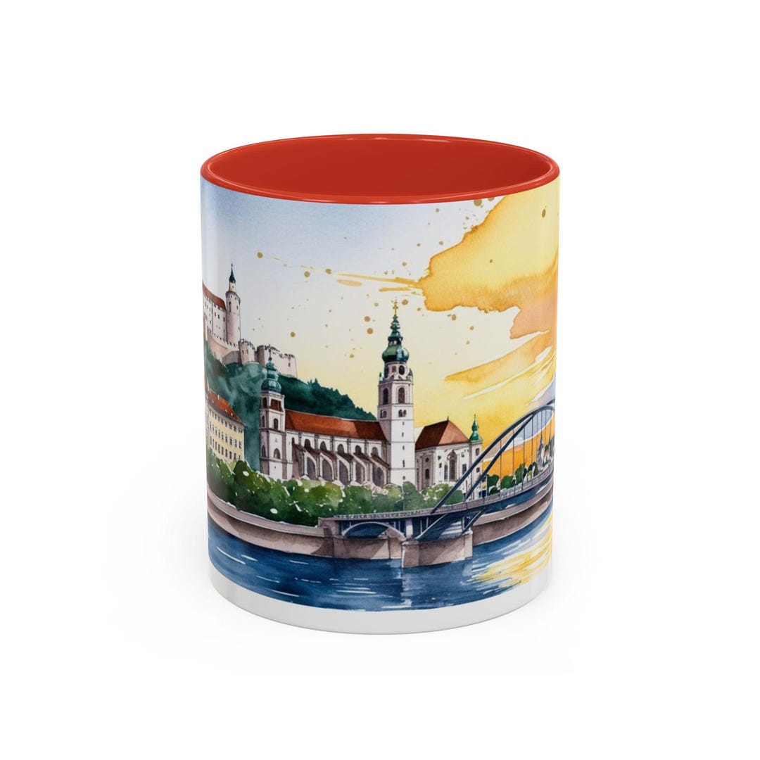Bratislava Art Mug With Castle & Bridge - Elegant, Colorful Design for ...
