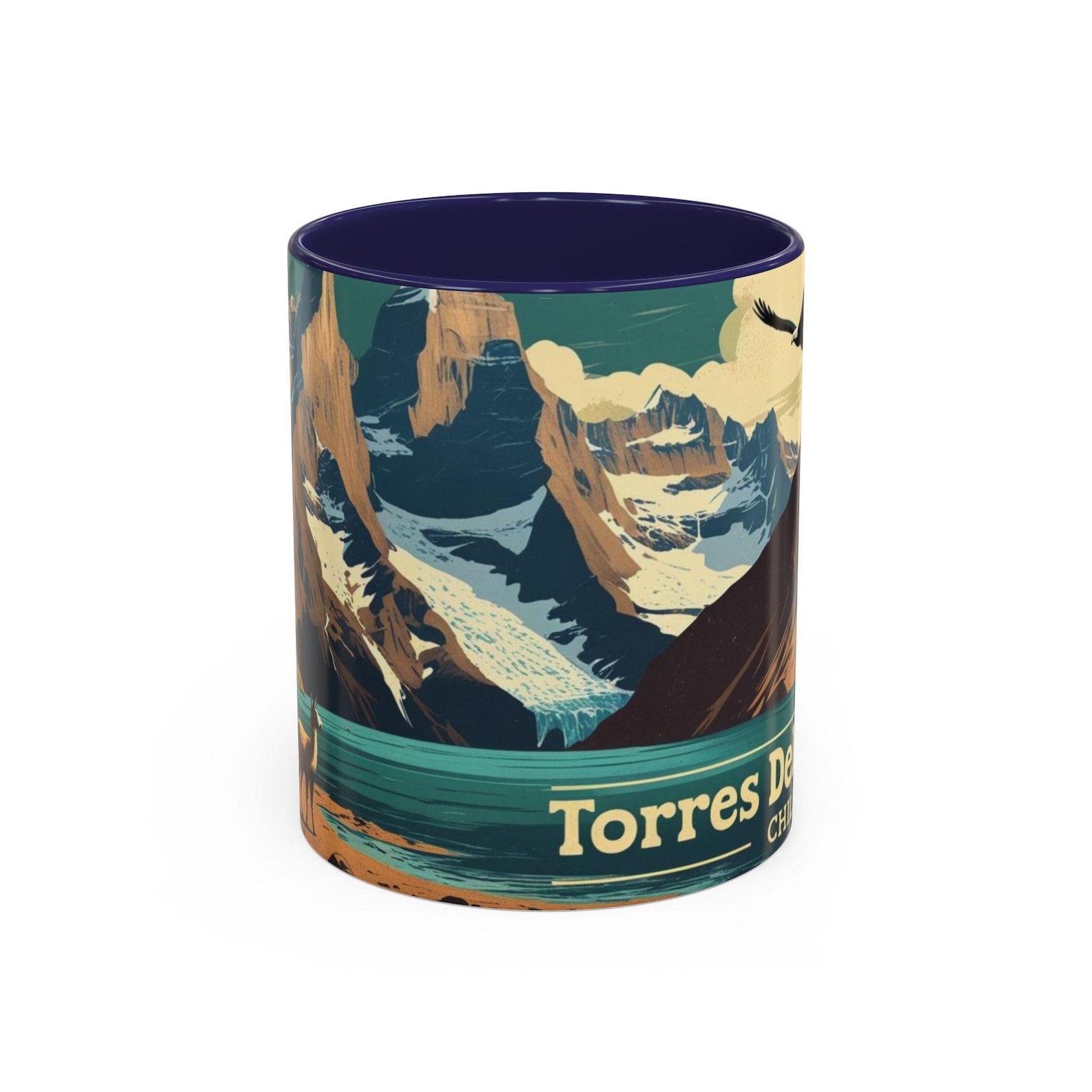 Torres Del Paine Vintage Mug, Chile Travel Gift, Retro Nature Art ...