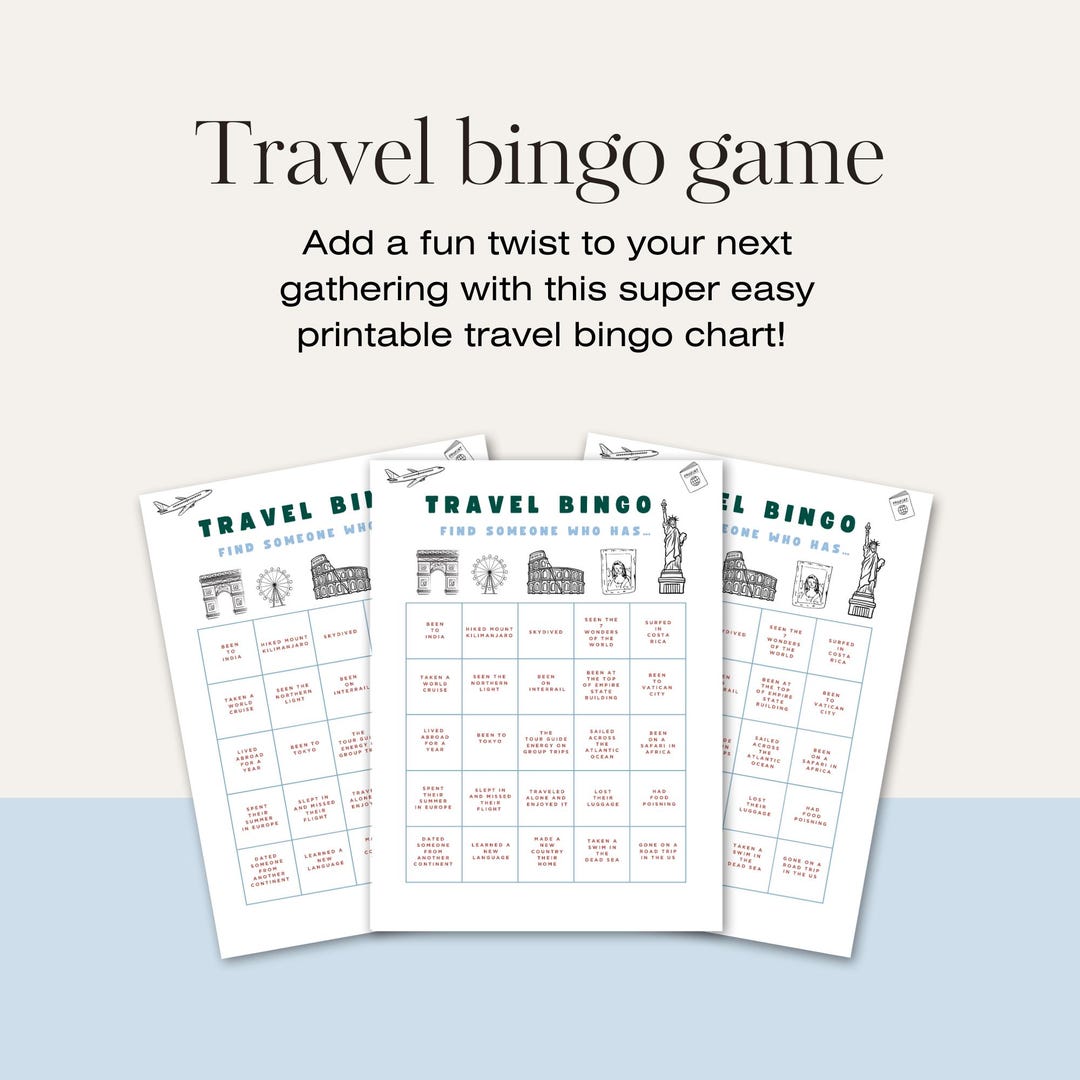 Travel Bingo Card Printable | A4 Travel Bingo Game PDF | Road Trip ...