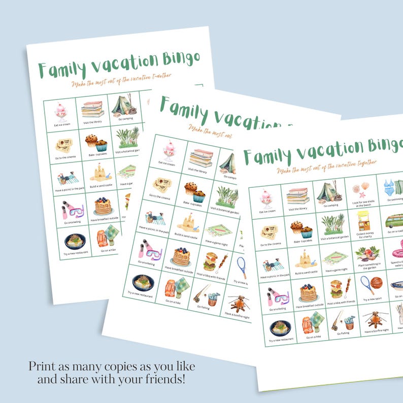 Family Vacation Bingo Printable | Fun Travel Activity Game for Families ...