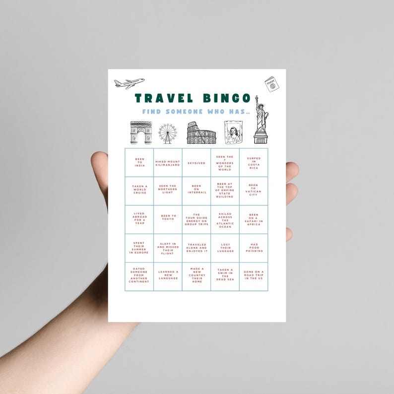 Travel Bingo Card Printable | A4 Travel Bingo Game PDF | Road Trip ...